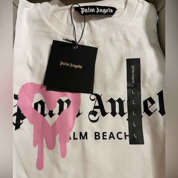 Palm Angels | Shirts | Palm Angels Palm Beach Heart Sprayed Logo T ...